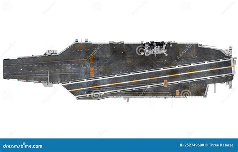 Aircraft Carrier Military Ship Top View 3d Rendering Stock