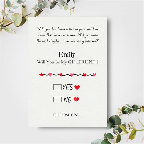 Girlfriend Proposal Card Template Will You Be My Girlfriend Proposal
