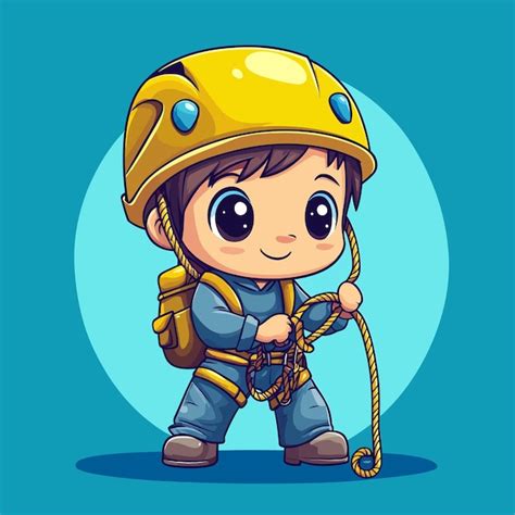 Cute Climber Checking Ropes Cartoon Vector Premium Ai Generated Vector