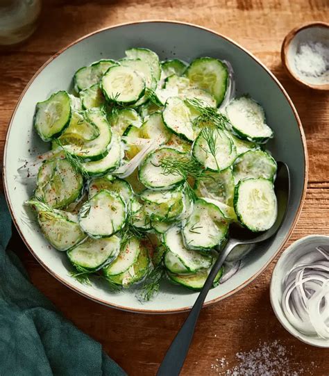 German Cucumber Salad With Fresh Dill And Vinegar Dressing