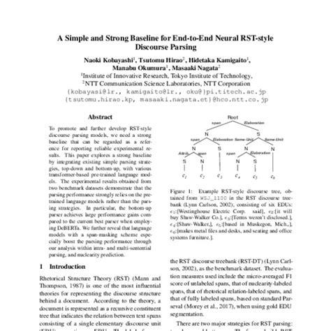 a simple and strong baseline for end to end neural rst style discourse
