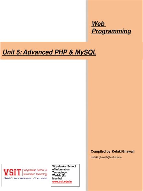 Unit 5 Advanced Php And Mysql Web Programming Pdf Cookie