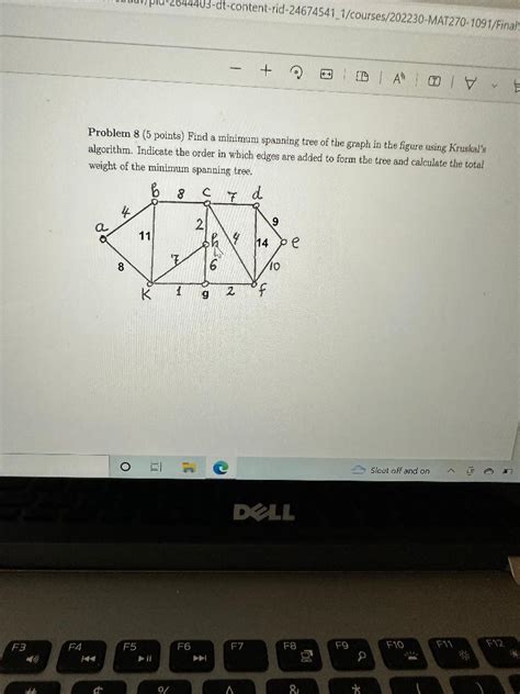 Solved Problem Points Find A Minimum Spanning Tree Of Chegg