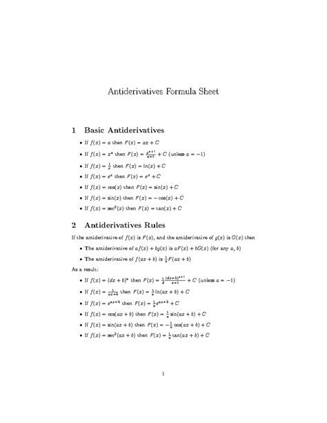 Antiderivative Formula For E X