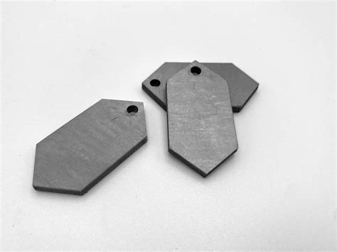 Oblong Titanium Hexagons 3 4 X 1 1 2 X 8 Gauge W Holes Qty 5 Engraving Handstamping Blanks