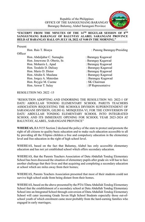Barangay Resolution Isdocx