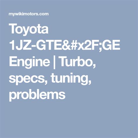 Toyota 1jz Gte Ge Engine Turbo Specs Tuning Problems Toyota