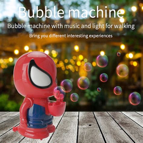 Fully Machine Machine Music Bubble Bubble With Spiderman Electric Light Automatic Walking