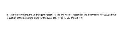 Solved 5 Find The Curvature The Unit Tangent Vector T