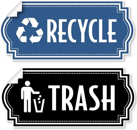 Recycle And Trash Stickers For Trash Cans Premium Vinyl