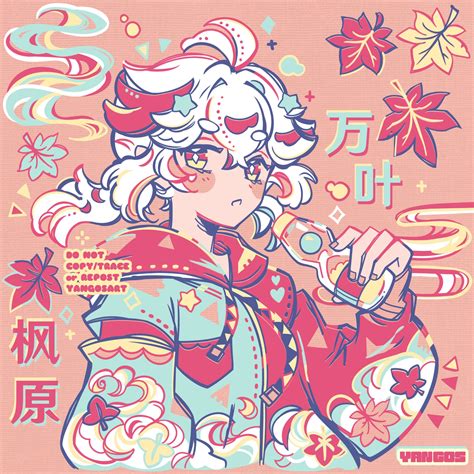 Yangos Art Kaedehara Kazuha Genshin Impact Light Brown Hair Highres