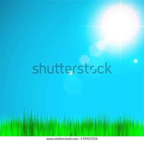 Natural Sky Background Sun Grass Vector Stock Vector Royalty Free 170424326 Shutterstock