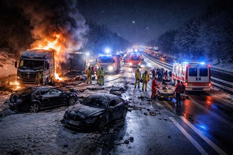 Schwere Unfallserie Auf Der A44 Bei Paderborn Glätte Führt Zu Mehreren Toten Und Verletzten
