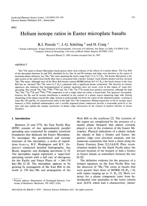 Pdf Helium Isotope Ratios In Easter Microplate Basalts