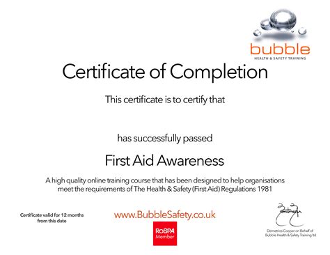 Bubble First Cert Adia Training