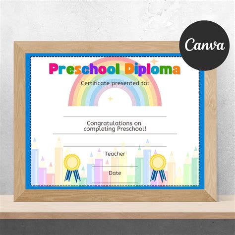Editable Preschool Graduation Certificate Diy Prek Diploma Template