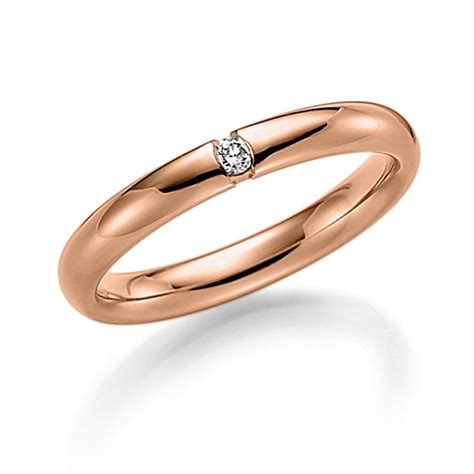 Klassischer Trauringehering In Rotgold 585 Mit Zus 005 Ct Brillant