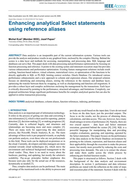 Pdf Enhancing Analytical Select Statements Using Reference Aliases