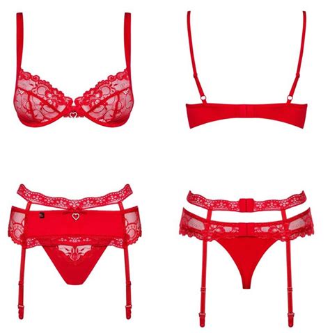Comprar Conjunto Lencería Encaje Rojo Conjuntos De Lencería