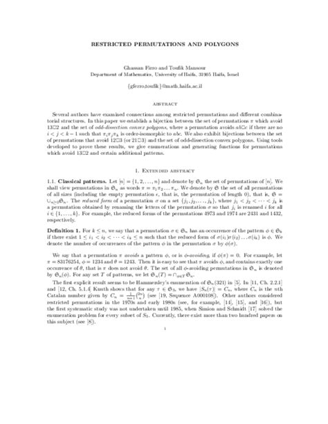 Pdf Restricted Permutations And Polygons