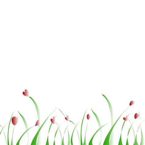 A Grassy Field With Hearts Flowers On It 36336293 Png