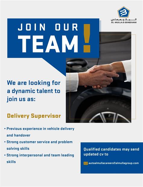 We Are Looking For A Dynamic Talent To Join Us As Delivery Supervisor