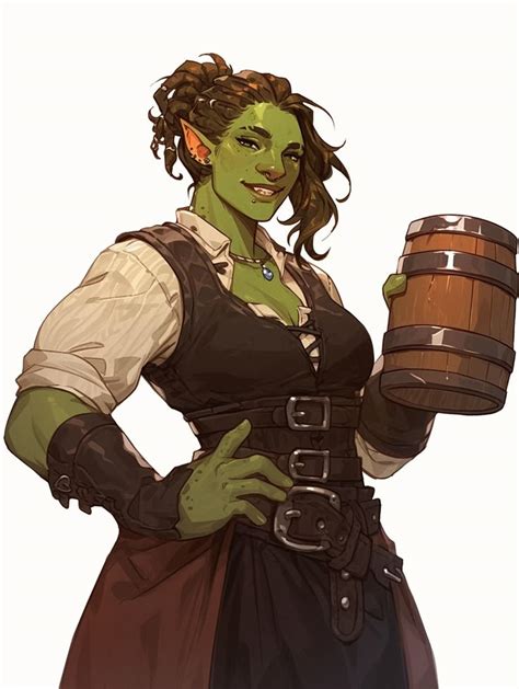 Half Orc Barkeep Female Orc Barbarian Dnd Dnd Characters