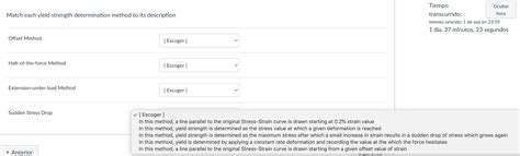 Solved Match Each Yield Strength Determination Method To Its
