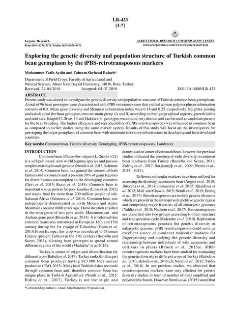 Pdf Exploring The Genetic Diversity And Population Structure Of