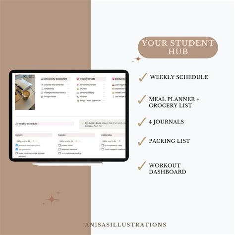 Aesthetic Student Notion Template Aesthetic College Digital Planner