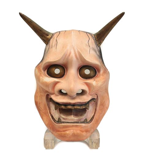 At Auction Japanese Ja Hannya Noh Mask Polychrome Very Fine Sculpt Gold Eyes