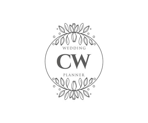 Cw Initials Letter Wedding Monogram Logos Collection Hand Drawn Modern