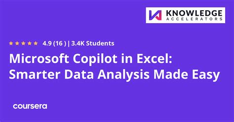 Microsoft Copilot In Excel Smarter Data Analysis Made Easy Coursera