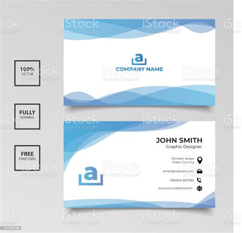 미니멀 한 명함 그라데이션 블루와 화이트 컬러 수평 간단한 깨끗한 템플릿 벡터 디자인 명함에 대한 스톡 벡터 아트 및 기타