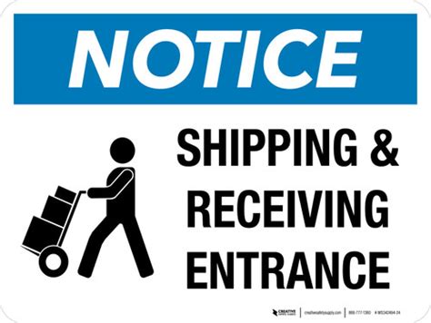 Notice Shipping And Receiving Entrance With Icon Wall Sign