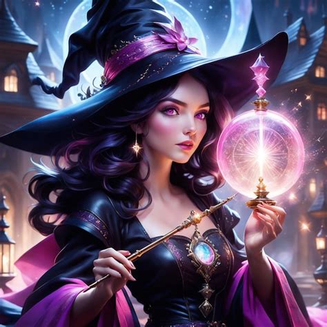 Premium Ai Image Digital Art Witch With Pink Eyes Showcasing