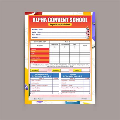School Marksheet Design Cdr File I Professional Marksheet School Report Card Design Graphics Vista