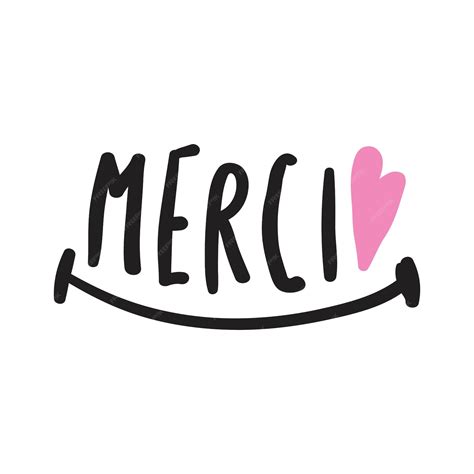 Word Merci With Smile French Language Thank You Vector Design On White