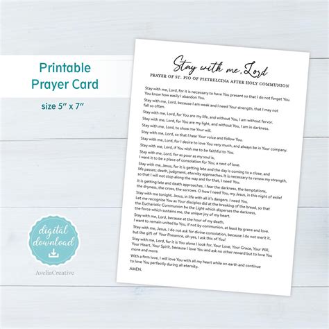 Stay With Me Lord Printable Prayer Card Instant Download Prayer Card