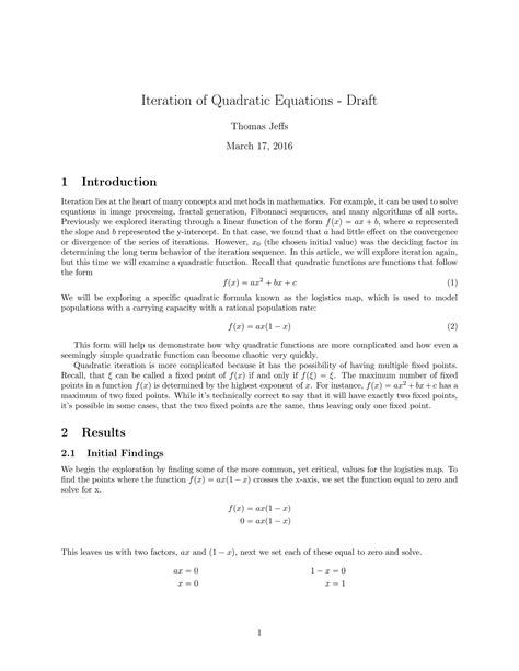 Iteration Quadratic Equations 1 Pdf