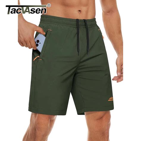 Tacvasen Quick Dry Athletic Running Shorts With Zipper Pockets Men S