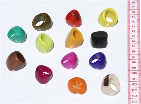 Lot 6 Color Corozo Tagua Nut Rings Of Different Sizes Jewelry