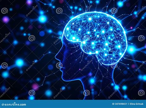 Neural Network Representation Illustrating Human Brain Activity in a Vibrant Blue Color Scheme ...