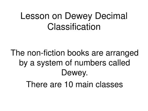 Ppt Lesson On Dewey Decimal Classification Powerpoint Presentation