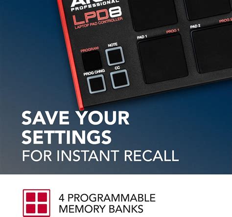 Akai Professional Lpd8 Usb Midi Controller With 8 Responsive Mpc Drum Pads For Mac And Pc 8