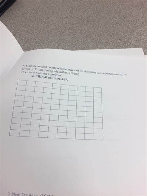 Solved S Find The Longest Common Subsequence Of The Chegg