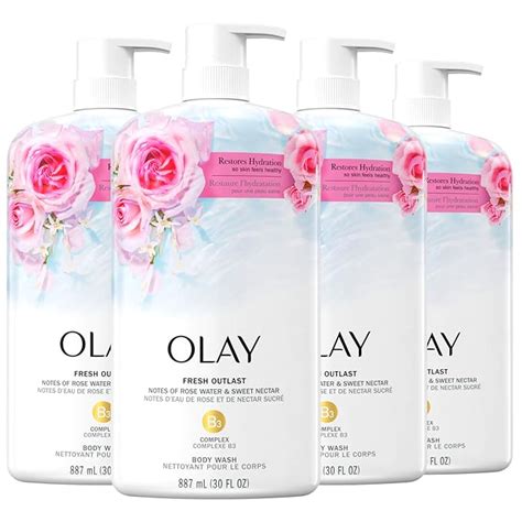 Olay Fresh Outlast Rose Water And Sweet Nectar Body Wash 30