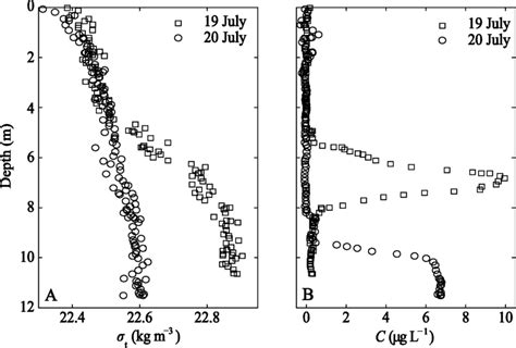 Examples Of Vertical Profiles Of A Density And B Dye Concentration