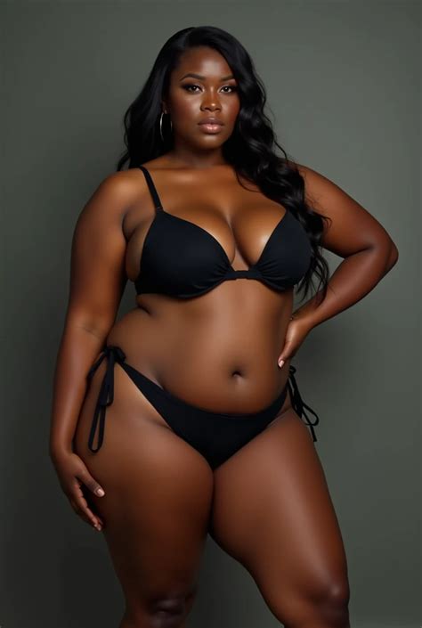 There Is A Woman In A Black Bikini Posing For A Picture A Portrait By