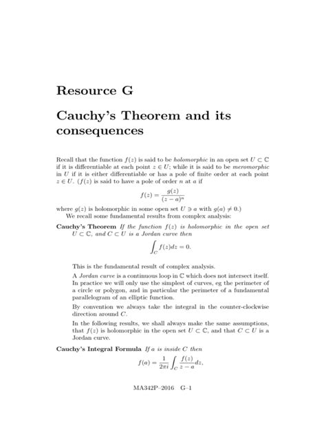 Resource G Cauchys Theorem And Its Consequences